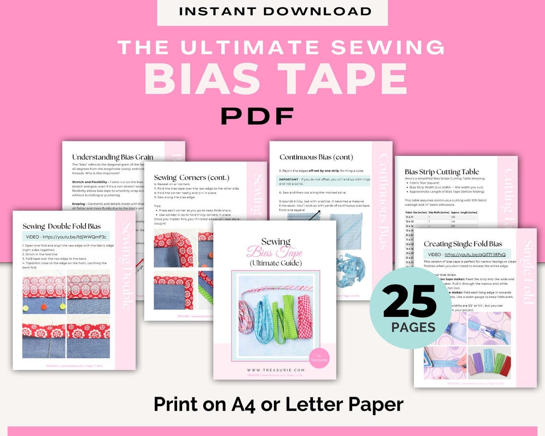Bias Tape Guide: Printable Sewing Reference PDF for Binding & How to ...