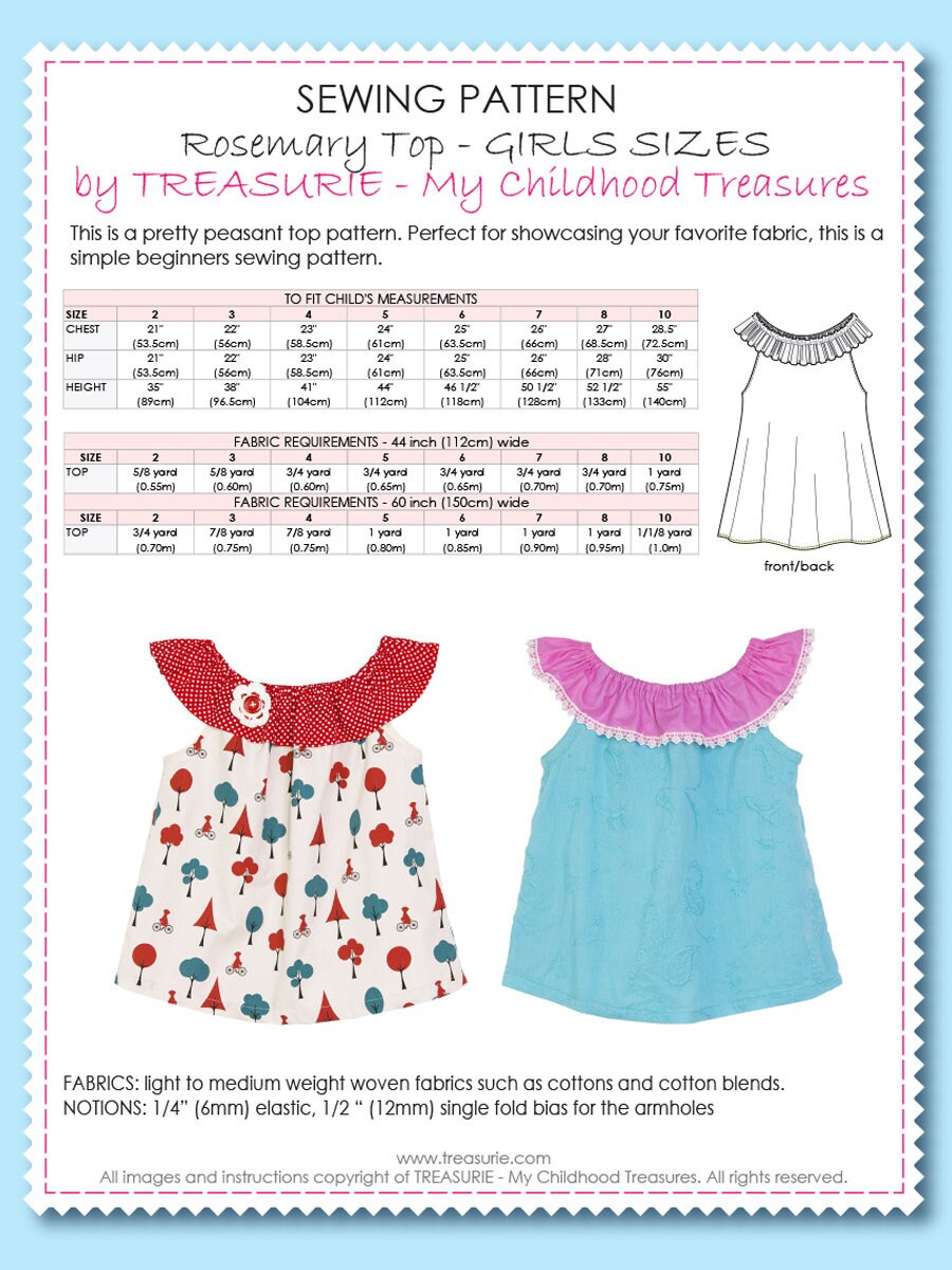 Girls Sewing Patterns Girls Top Pattern Girls Patterns - Etsy