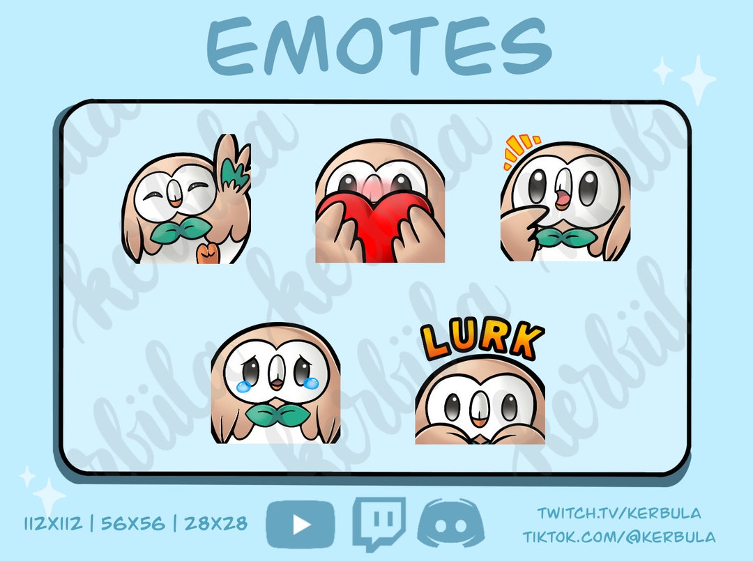 Pokemon Rowlet Emotes Pack 1 Twitch Discord Youtube - Etsy