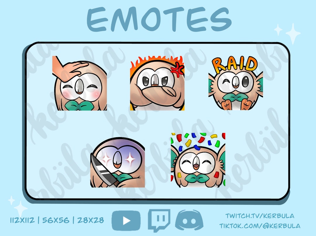 Pokemon Rowlet Emotes Pack 2 Twitch Discord Youtube Streaming - Etsy