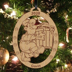 Garbage Man, Garbage Man Christmas Ornament, Wood Ornament, Garbage Man ...