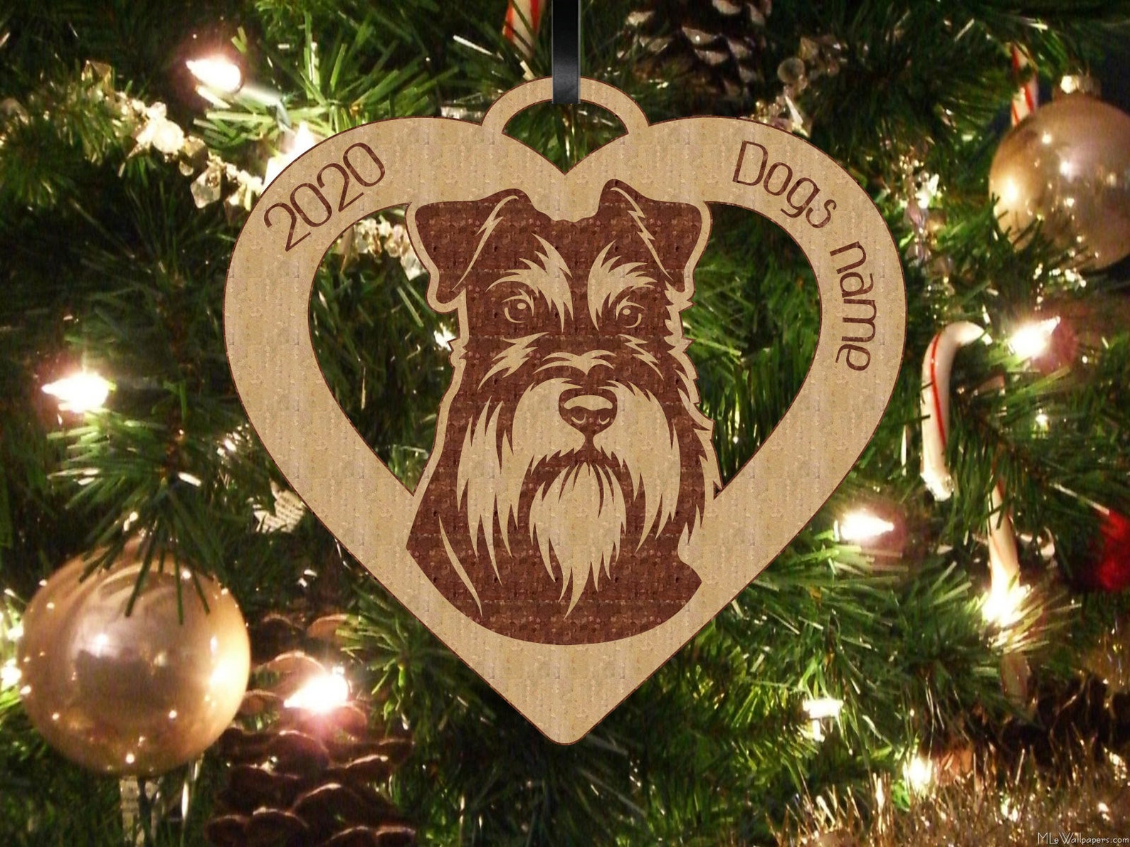 Mini Schnauzer Wood Ornament With Year Schnauzer Gift Dog - Etsy