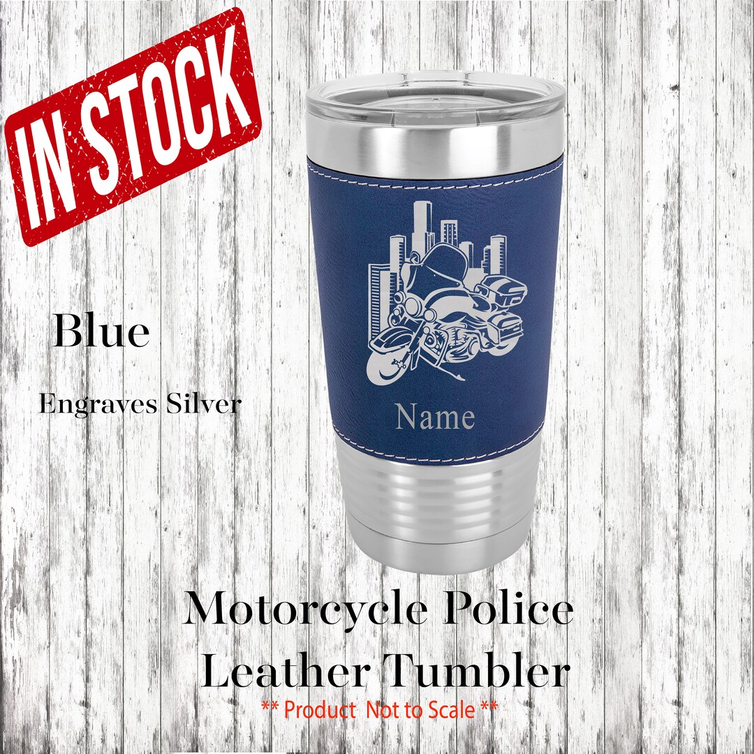 Motorcycle Police Personalized Leather Insulated Tumbler, Motorcycle ...