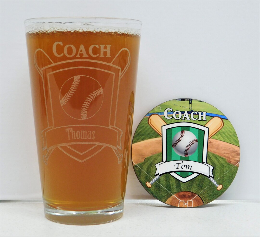 Baseball, Baseball Coach Gift Set With Coaster and Gift Box, Baseball ...