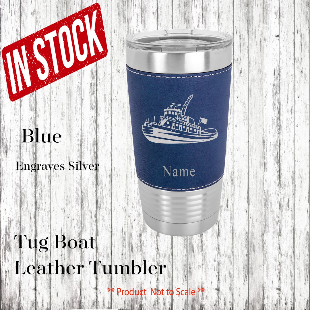 Tug Boat Personalized Leather Insulated Tumbler, Tug Boat Graduation ...