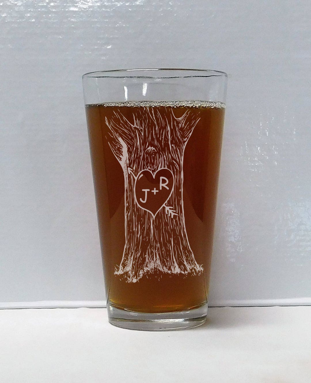 Sweetheart Tree Pint Glass or Stemless Wine Glass, Engagement Gift or ...