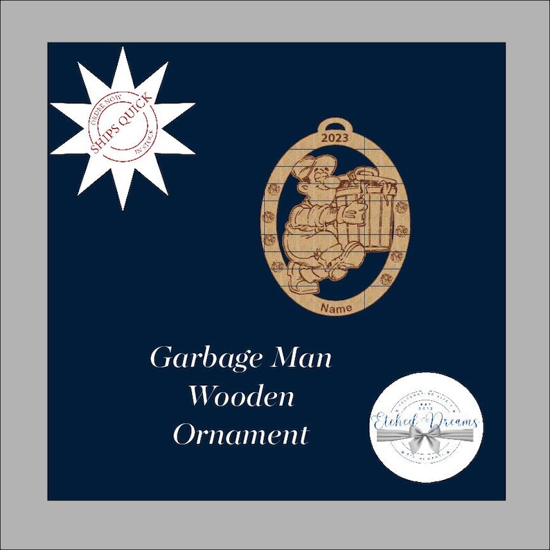 Garbage Man, Garbage Man Christmas Ornament, Wood Ornament, Garbage Man ...