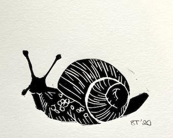 Snail Linocut Print-animal Print-nature Art-wall Decor-wildlife Print ...