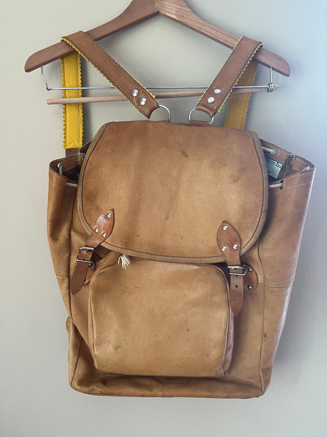 Vintage Light Brown Leather Field Backpack - Etsy