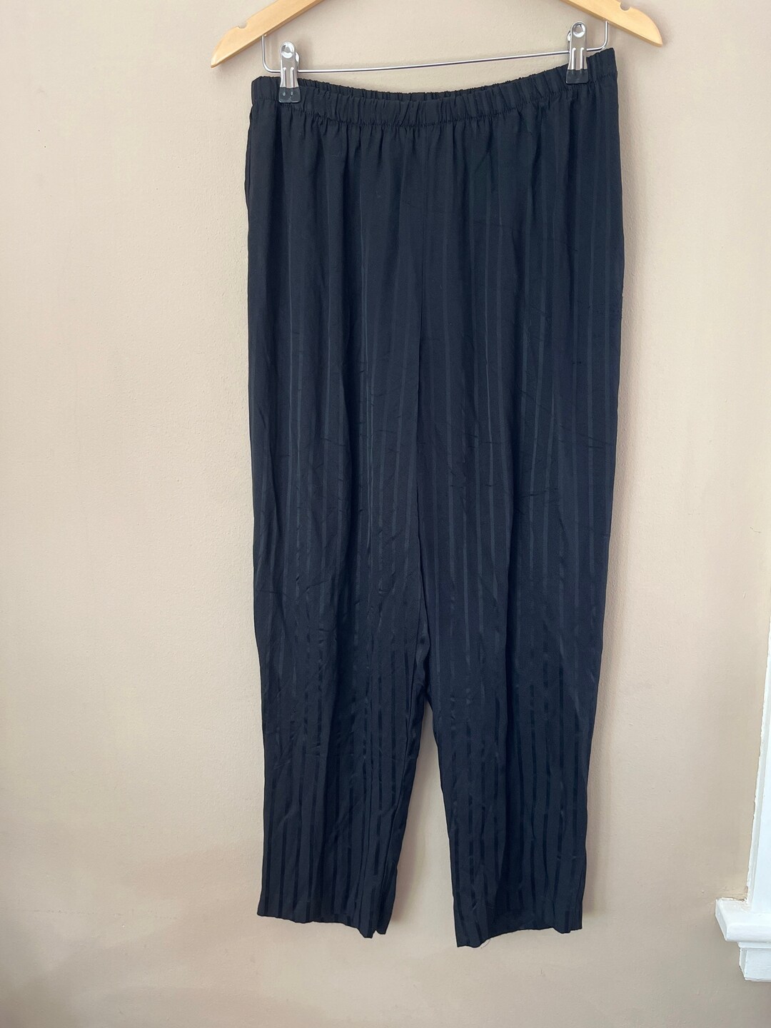 Black Striped 90s Elastic Band Slacks Size Small/ Medium Made in USA ...