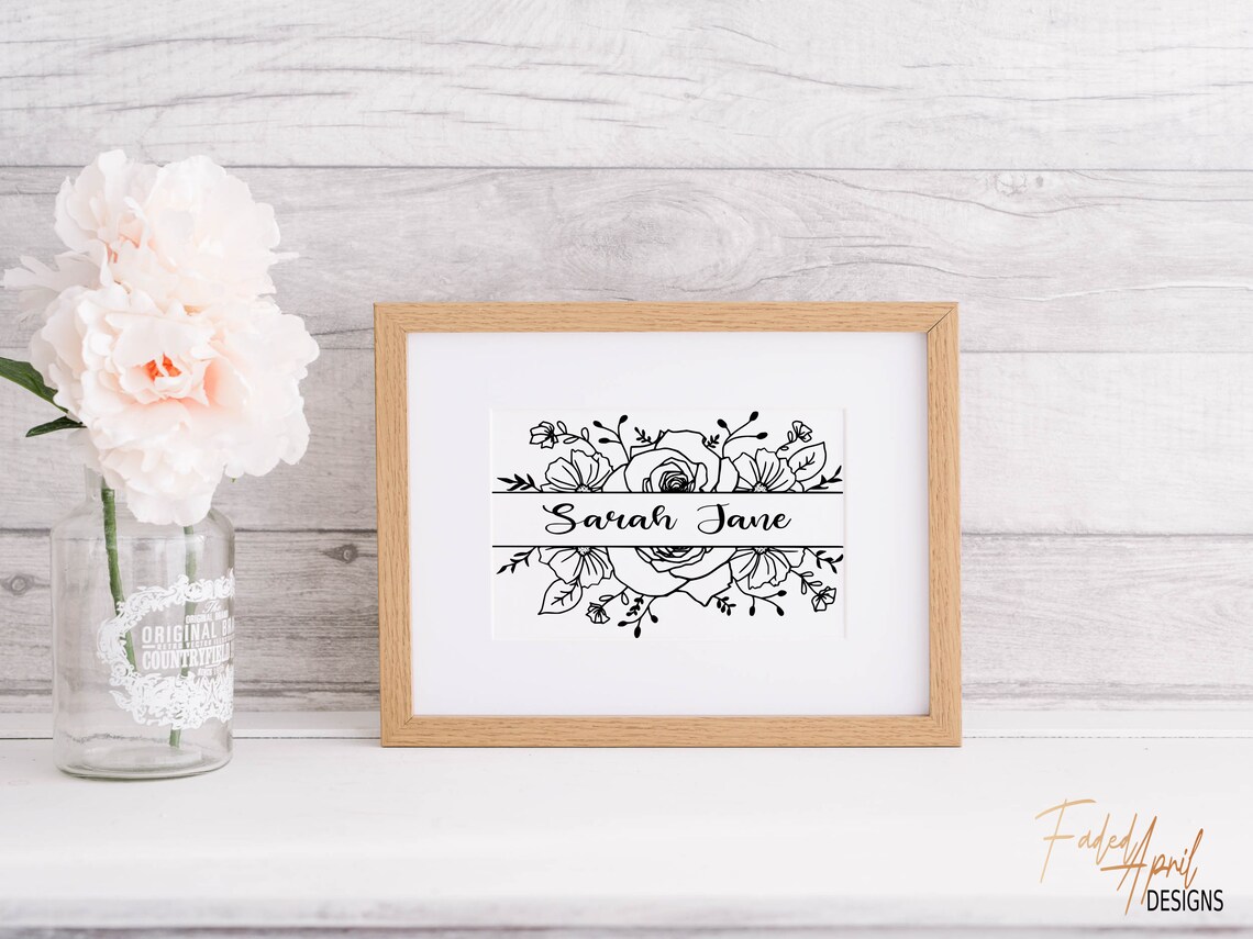 Hand Drawn Floral Split Frame SVG PNG EPS Dxf Vector Cricut Silhouette ...