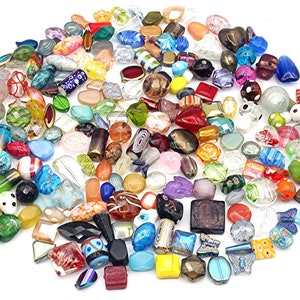 200 Glass Beads 12mm 25mm Medium Assorted Mix Quality Bulk Huge Loose ...