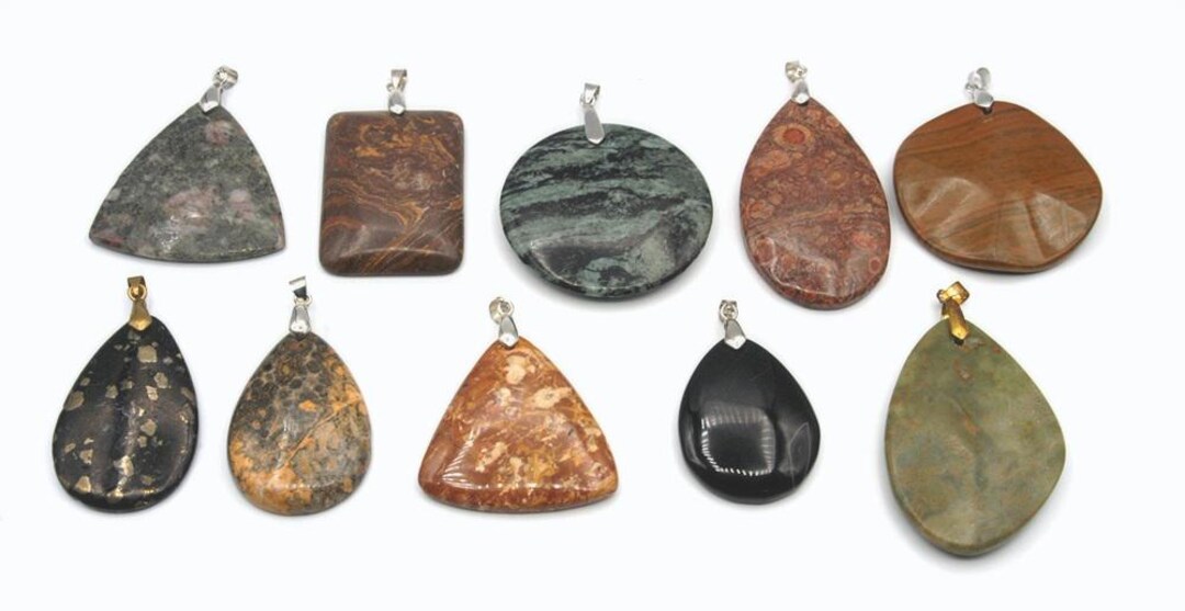 10 Assorted Mix Stone Large Pendant Beads 40 - 59mm Lot Natural ...