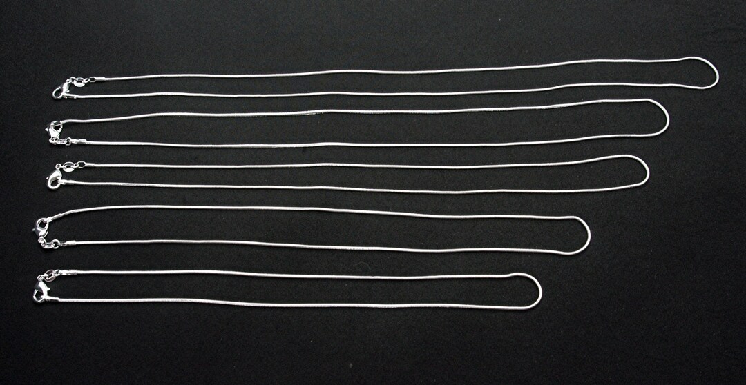 5 Pc Lot Snake Chains 1mm Silver Plated Necklace Choose 16 18 20 22 24 ...