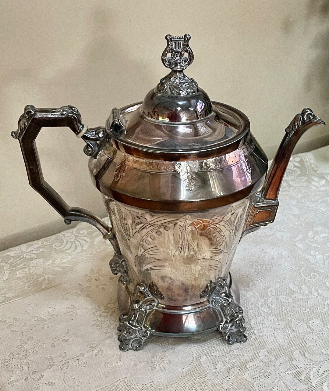 Gorgeous Antique AESTHETIC / Eastlake Period Footed Silverplate Coffee ...