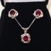 Beautiful Red Ruby Rose Sterling Silver Rose Necklace and Earrings Set ...