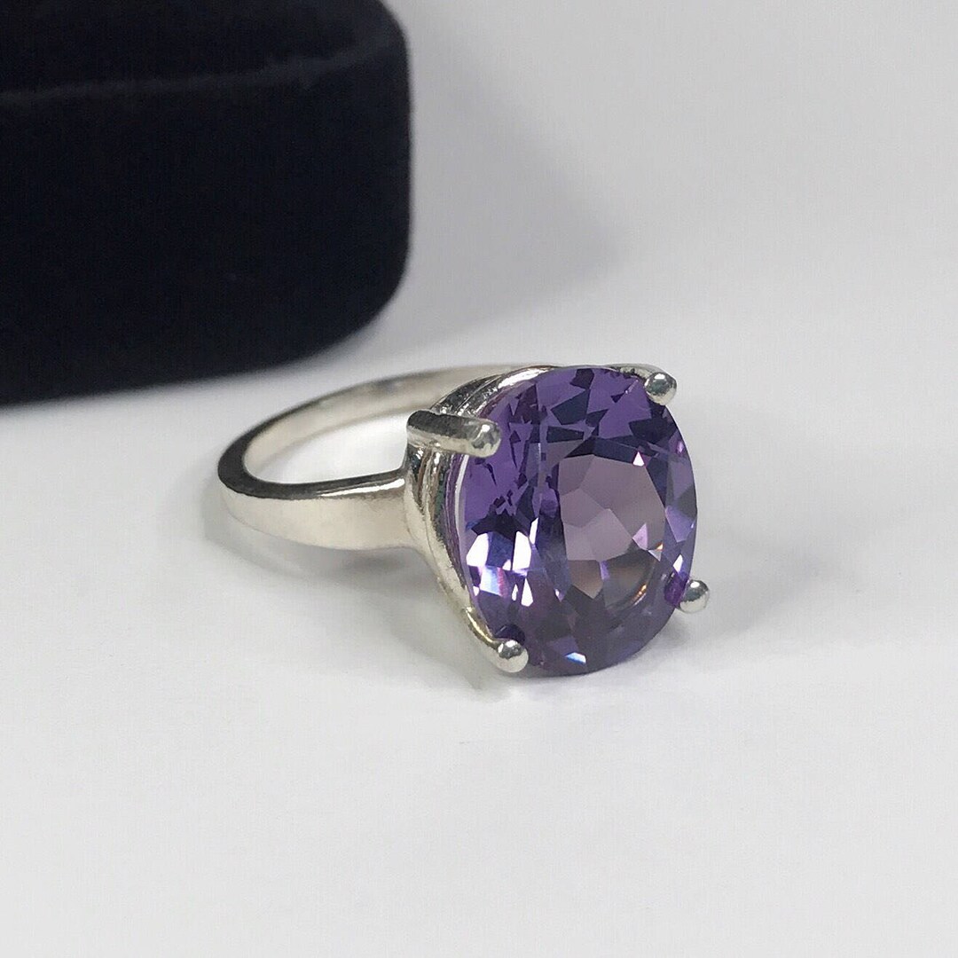 BEAUTIFUL 6ct Alexandrite Ring Solitaire Sterling Sliver Size 5 6 7 8 9 ...