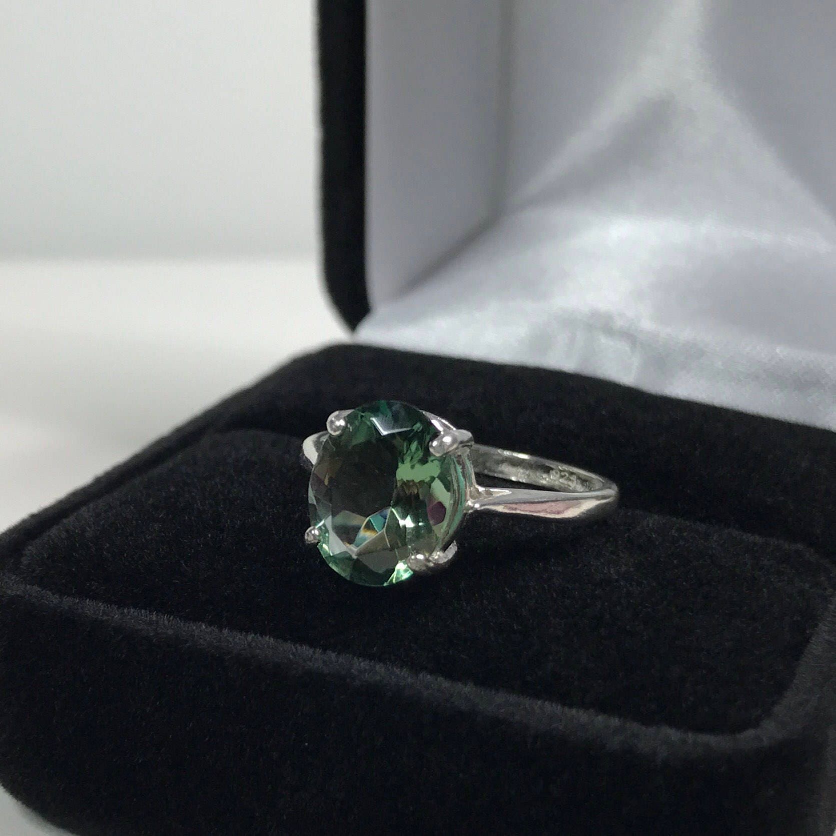 BEAUTIFUL 3ct Oval Cut Green Amethyst Ring Sterling Silver | Etsy