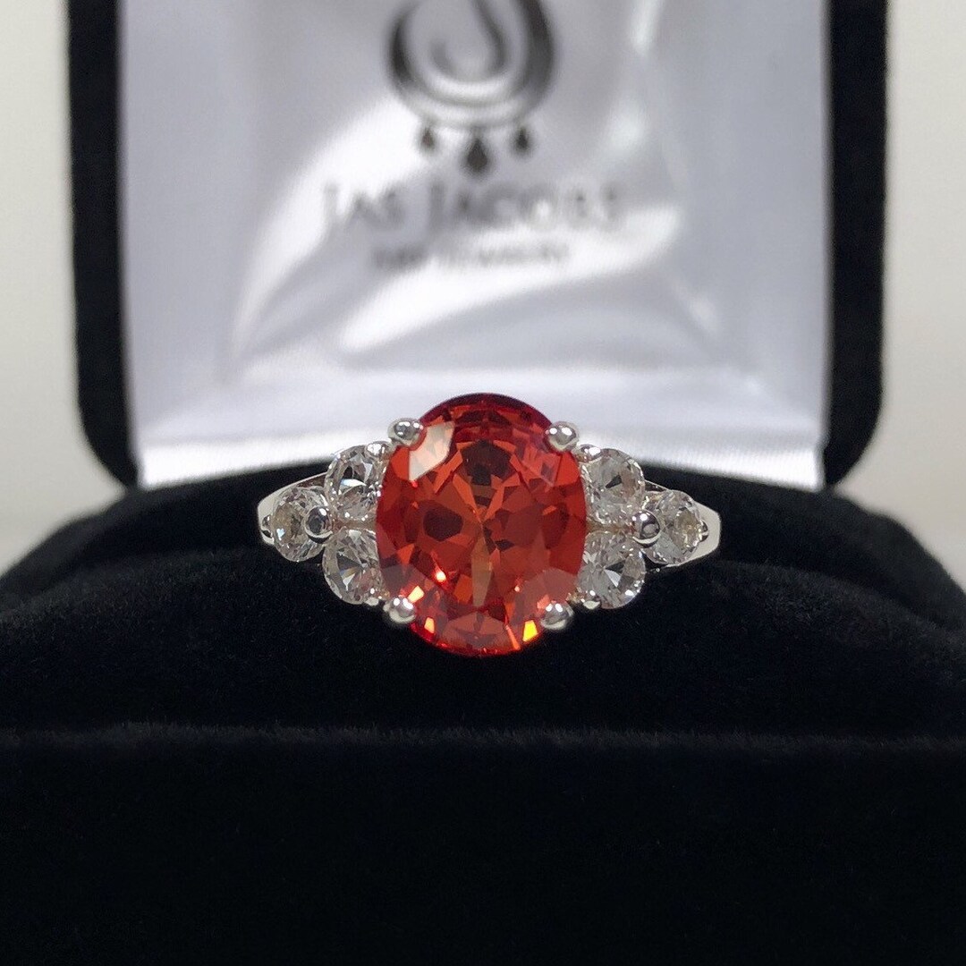 Gorgeous 3ct Orange Padparadscha Sapphire 10k or 14k Gold Ring White ...