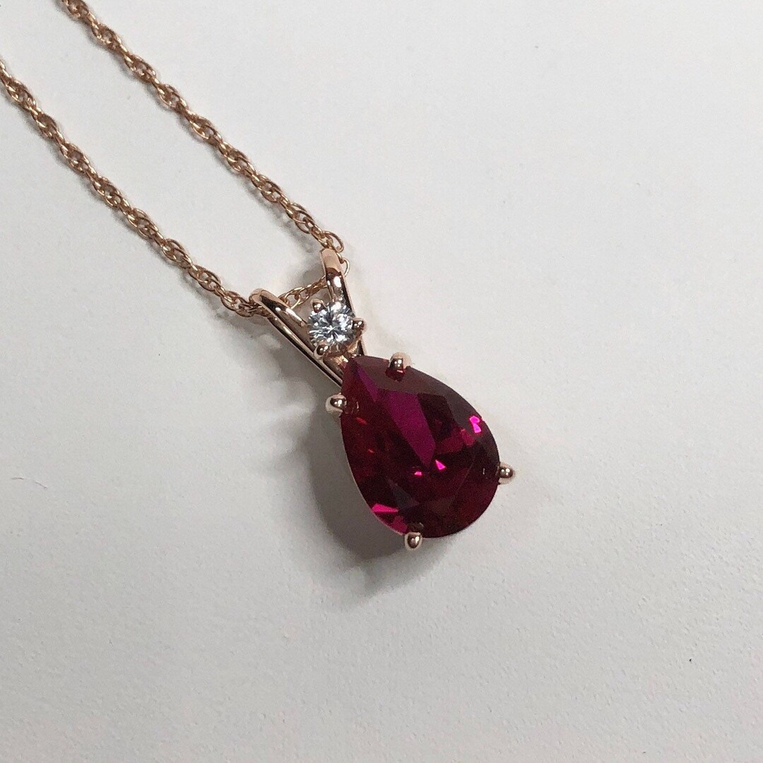 Beautiful 2.7ct Ruby 14k Rose Gold White Sapphire Accent Teardrop Ruby ...
