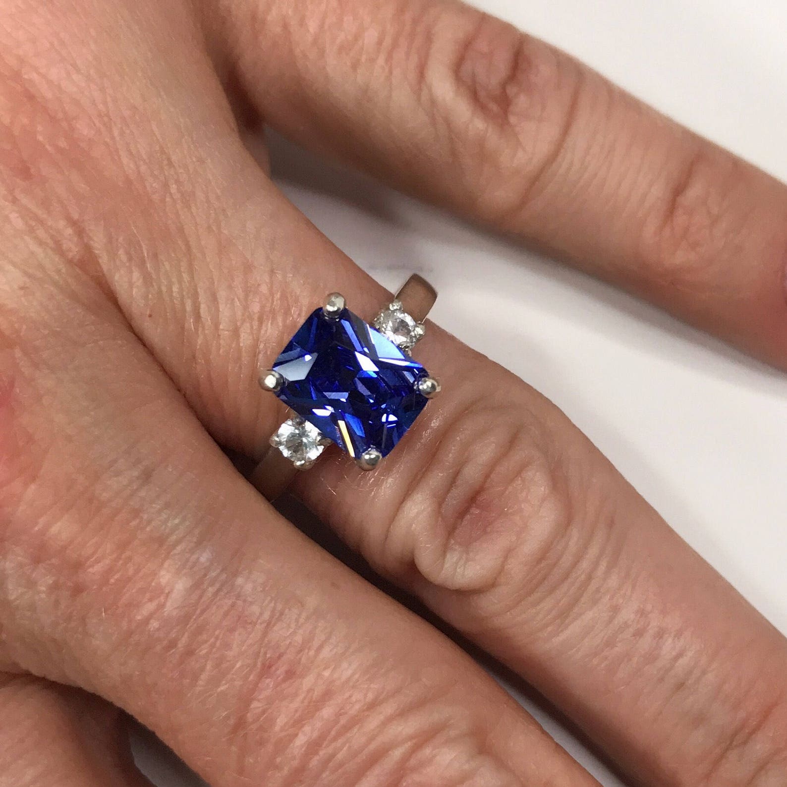 Gorgeous 2.5ct Emerald Cut Tanzanite Ring White Sapphire - Etsy