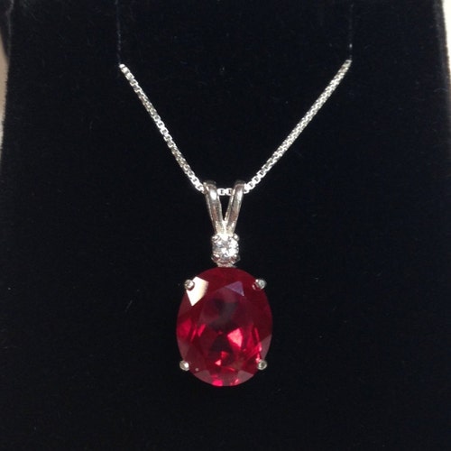 Beautiful 4ct Ruby & White Sapphire Sterling Silver Pendant - Etsy