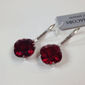 Beautiful Cushion Cut Ruby Earrings Sterling Silver Drop Dangle Lever ...