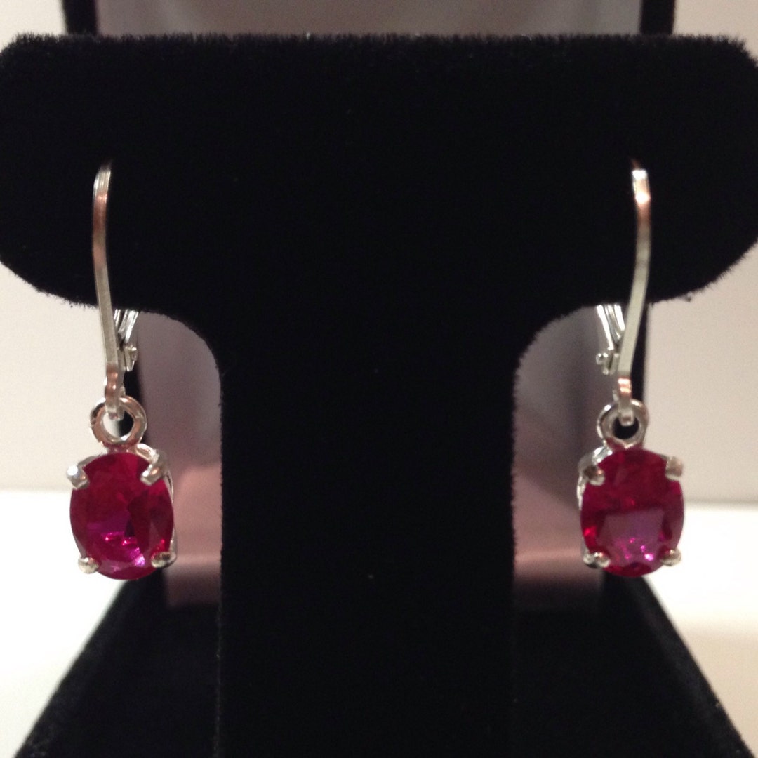Beautiful 3ctw Oval Cut Ruby Sterling Silver Drop Dangle Earrings ...