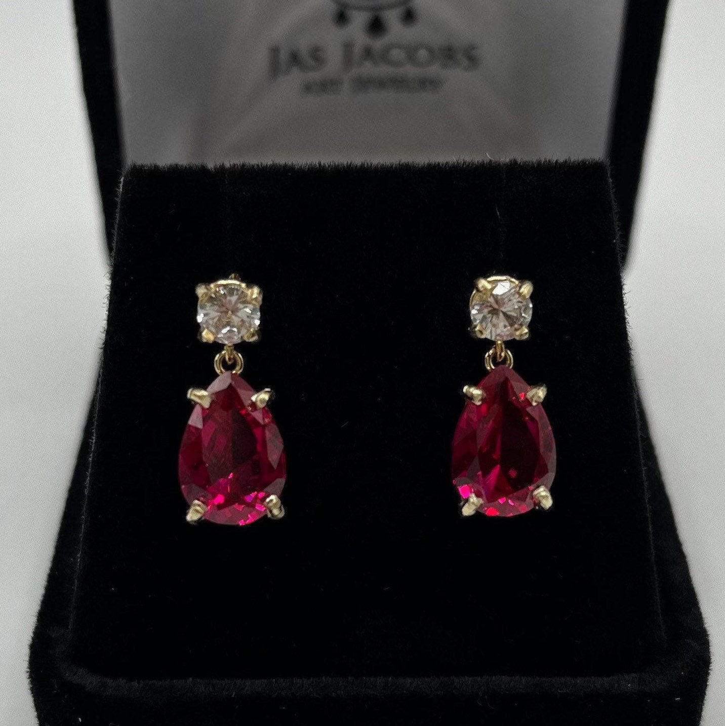 4ctw Pear Cut Ruby Earrings White Sapphire Stud Teardrop Ruby Dangle ...