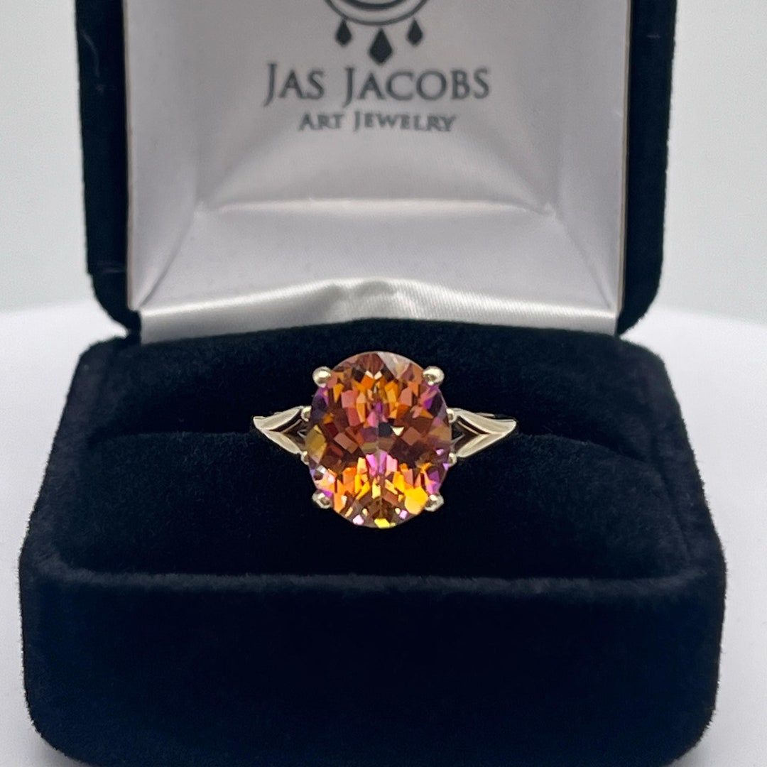 4.3ct Oval Sunset Topaz Ring in 10k or 14k Gold - Etsy