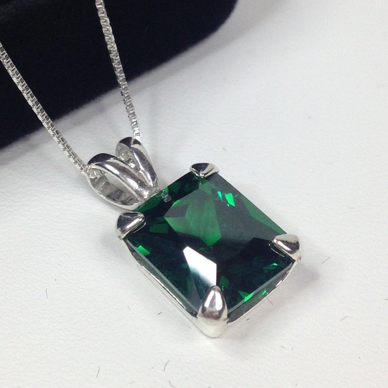 Emerald Necklace Silver - Etsy