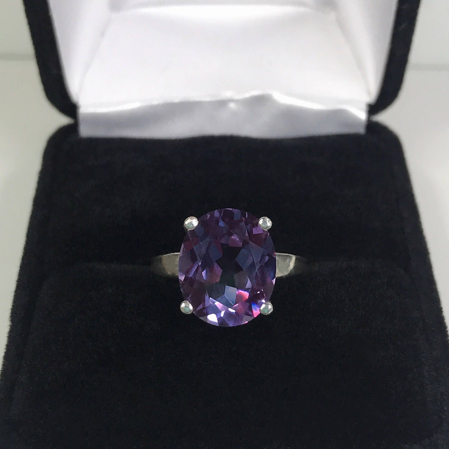 BEAUTIFUL 6ct Alexandrite Ring Solitaire Sterling Sliver Size | Etsy