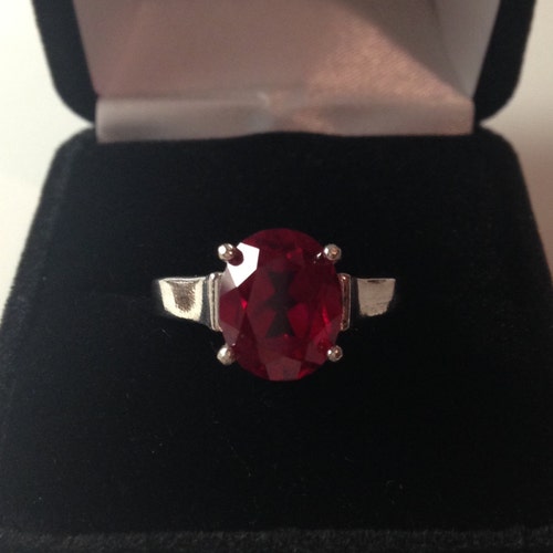 BEAUTIFUL 5ct Cushion Cut Ruby Sterling Silver Ring Ruby - Etsy