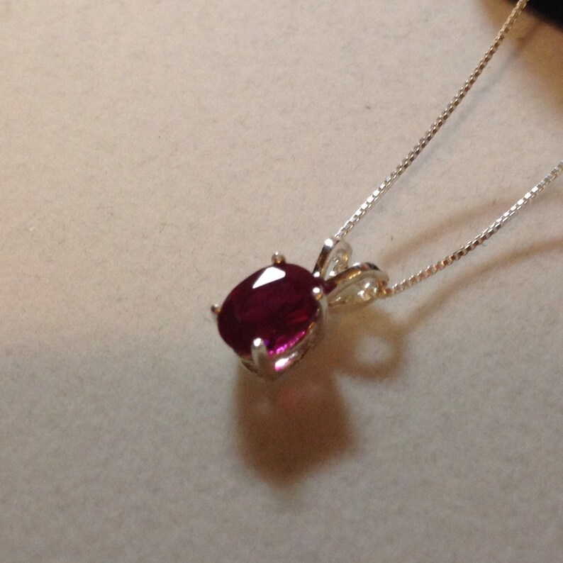 Beautiful 2ct Ruby Solitaire Pendant Necklace Sterling Silver - Etsy