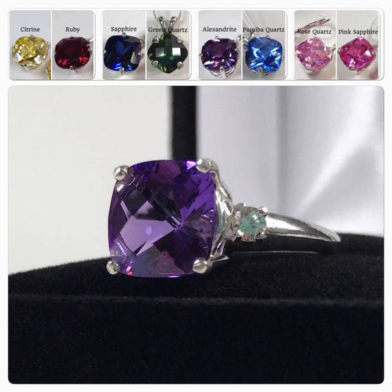 5ct Custom Gemstone Beautiful Cushion Cut Ring Sterling Silver | Etsy