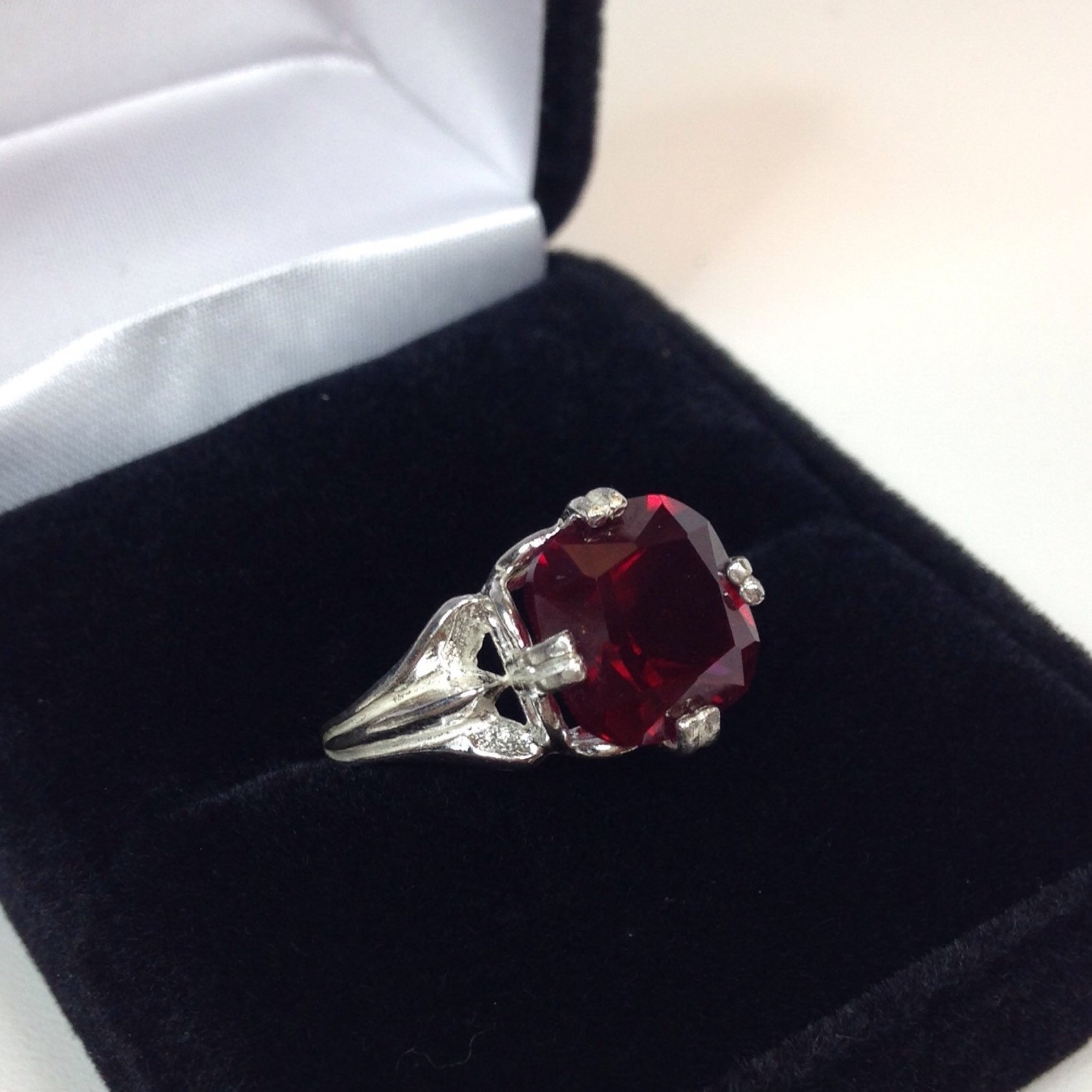 BEAUTIFUL 5ct Cushion Cut Ruby Sterling Silver Ring Ruby - Etsy