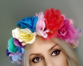 Rainbow Flower Crown - Etsy