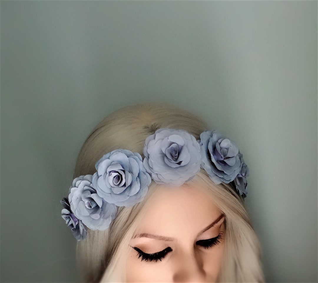 Gray Paper Flower Crown, Floral Crown, Flower Headband, Gray Flower ...