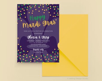 Canva Template Mardi Gras King Cake Shower Party Brunch Invitation ...