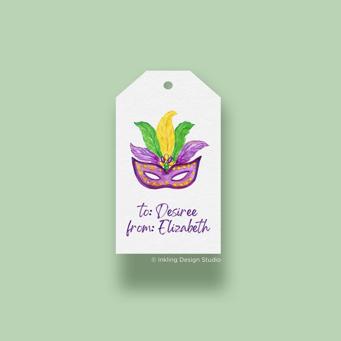 Canva Template Mardi Gras Mask Gift Tag Instant Download - Etsy