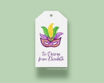 Canva Template Mardi Gras Grand Parade Crest Mask Gift Tag Instant ...