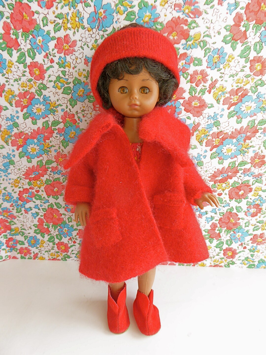 HANDMADE CASHMERE COAT and Hat for Dolls 8-9in/18-23cm Tall Like Ginny ...