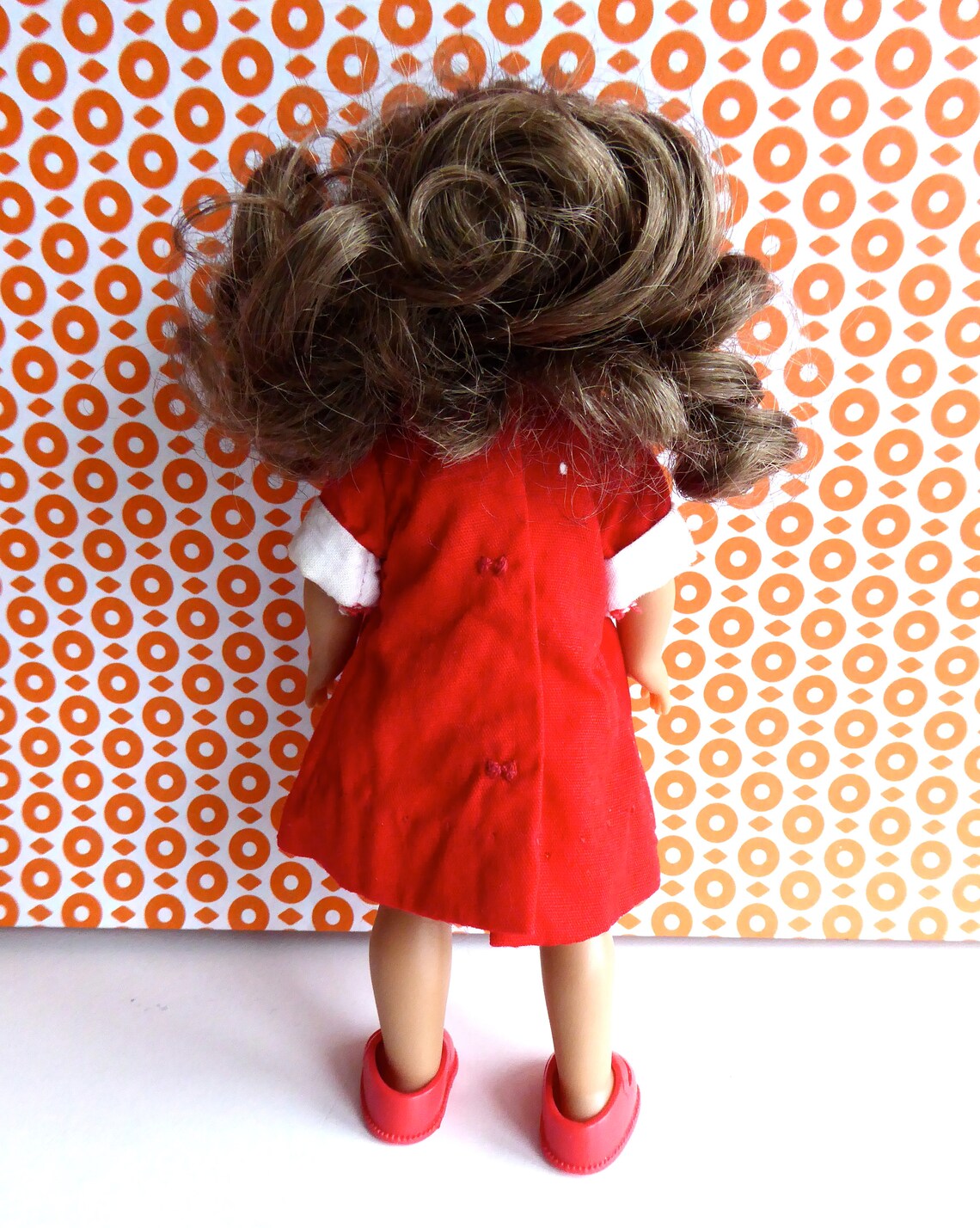 ORIGINAL PENNY BRITE Doll Dress in Red, With Deep White Pleats - Also ...