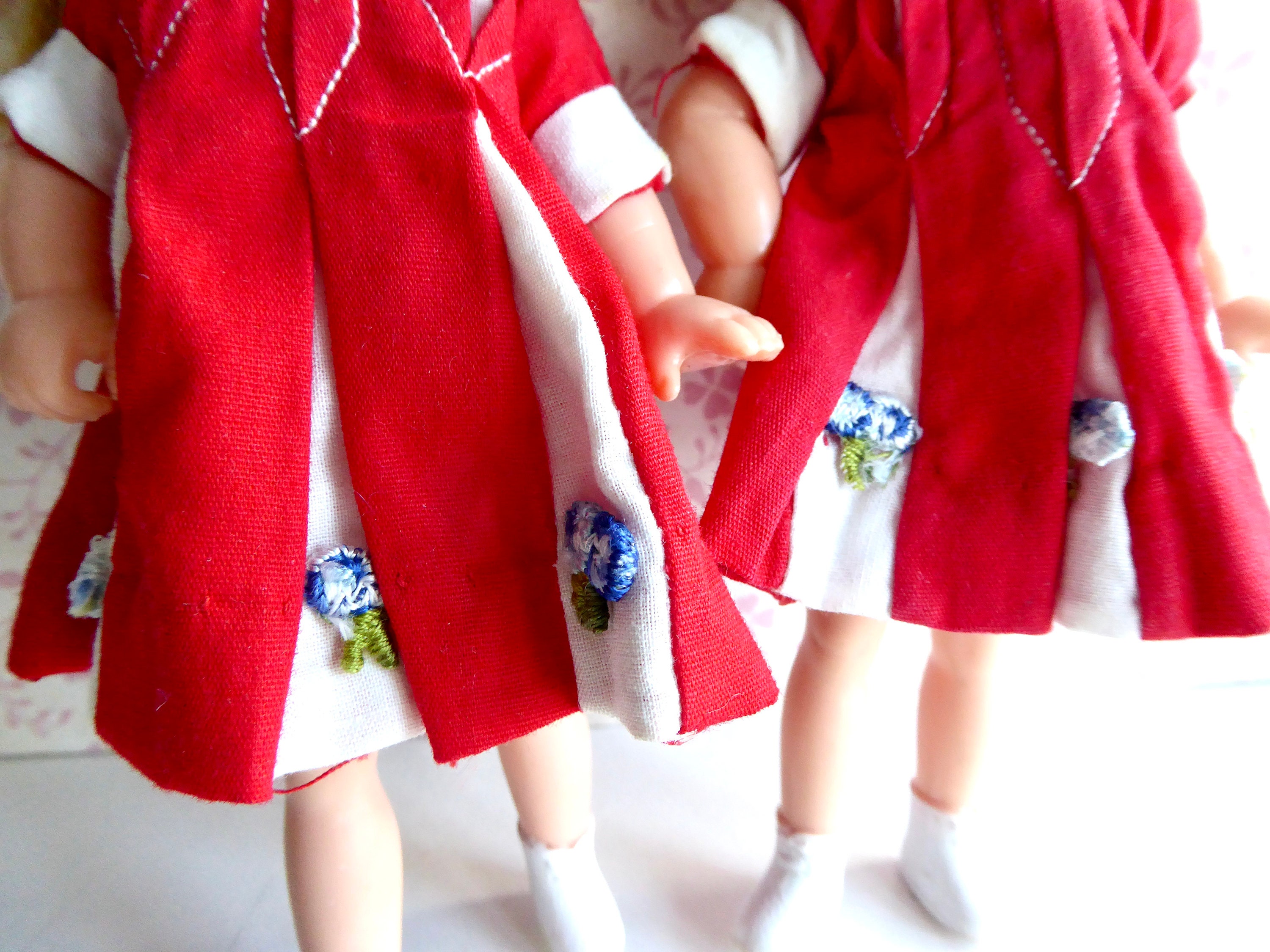 ORIGINAL PENNY BRITE Doll Dress in Red, With Deep White Pleats - Also ...