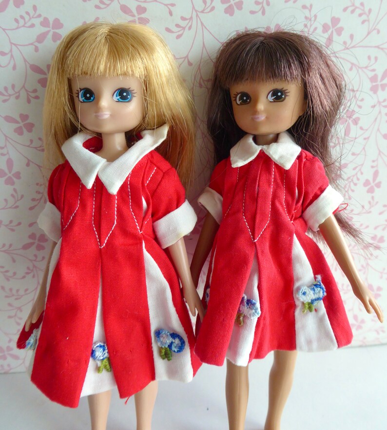 ORIGINAL PENNY BRITE Doll Dress in Red, With Deep White Pleats - Also ...