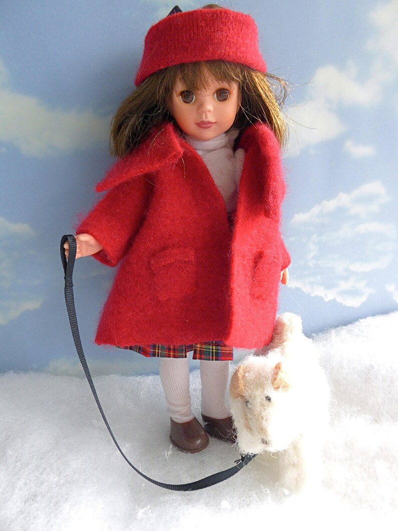 HANDMADE CASHMERE COAT and Hat for Dolls 8-9in/18-23cm Tall Like Ginny ...