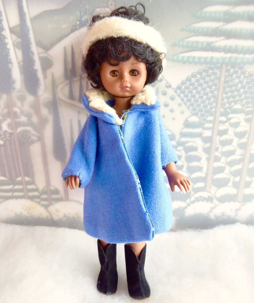 1950s WOOL DOLL COAT & Headband, Handmade to Fit 7-8in/16-19cm Dolls ...