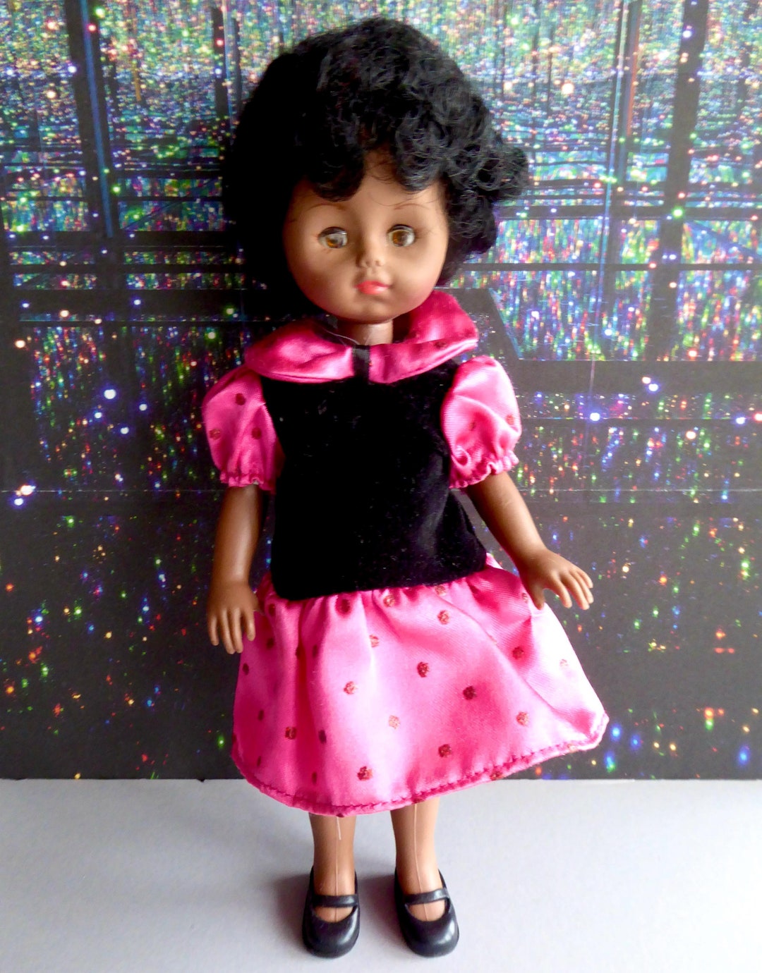1980s DOLL PARTY DRESS in Velvet and Taffeta, for 7-8in/16-19cm Dolls ...