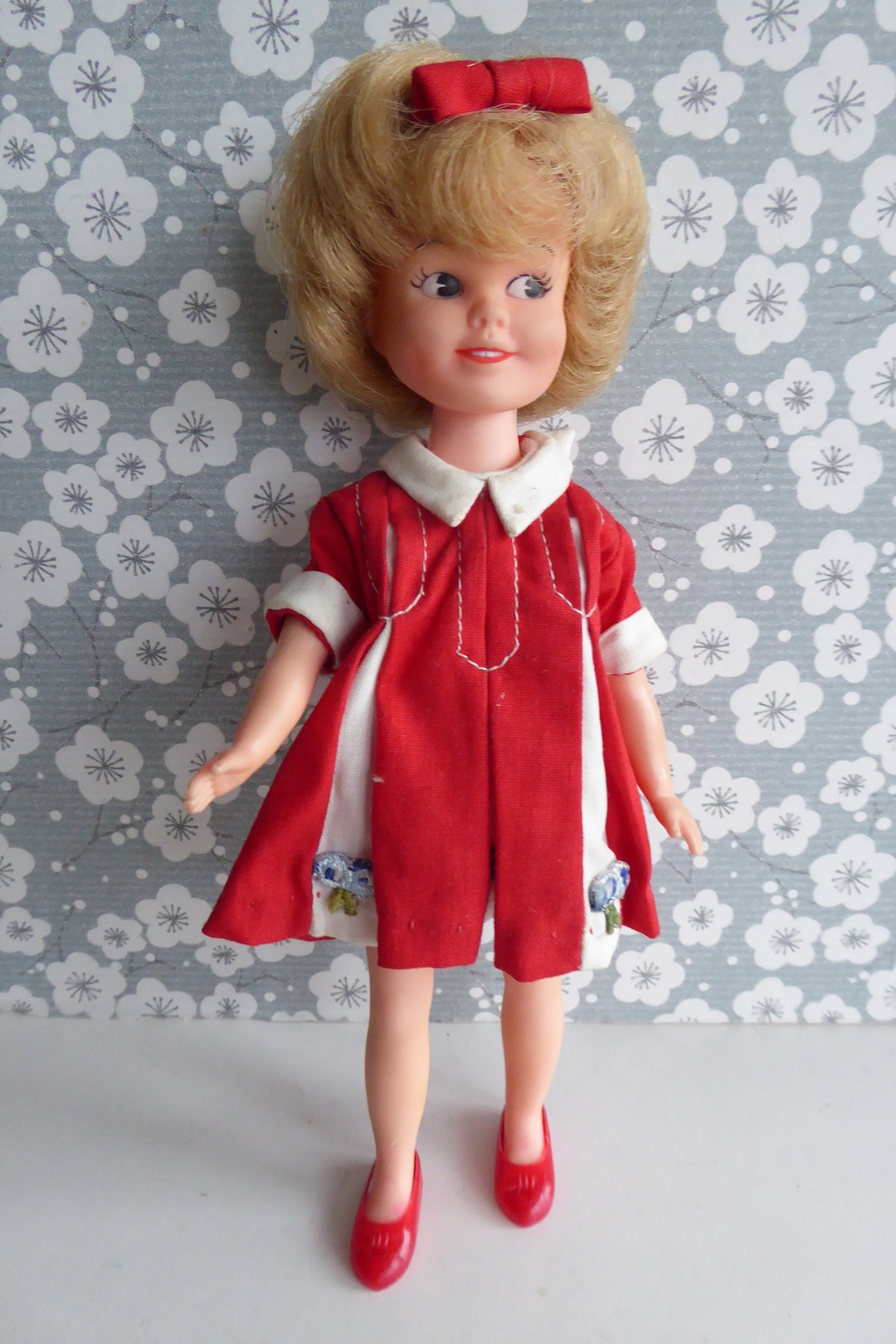 ORIGINAL PENNY BRITE Doll Dress in Red, With Deep White Pleats - Also ...
