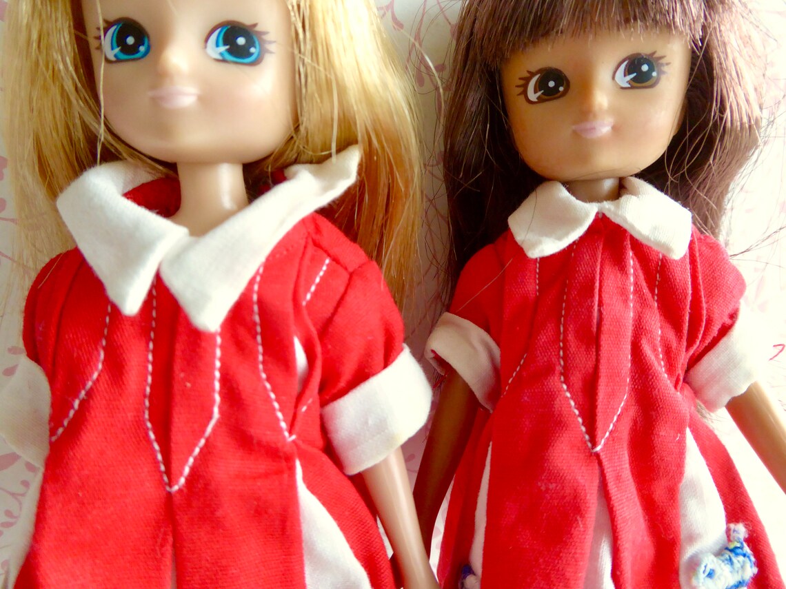ORIGINAL PENNY BRITE Doll Dress in Red, With Deep White Pleats - Also ...